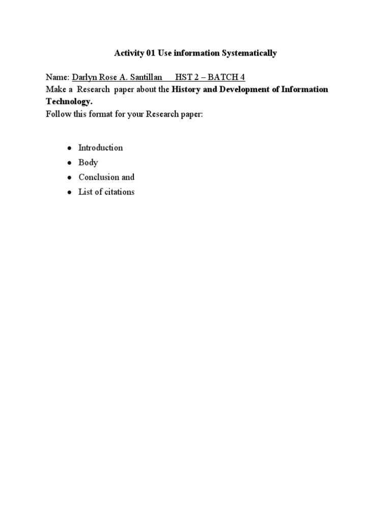 Activity 01 Use Information Systematically | PDF | Information ...