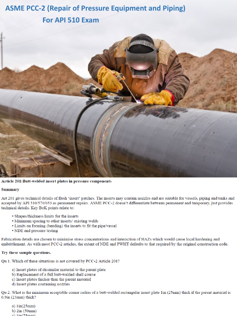 API 510 Exam Prep: ASME PCC-2 | PDF