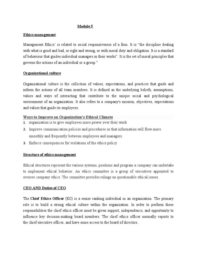 Module 5 Ethics | PDF | Corporate Governance | Governance