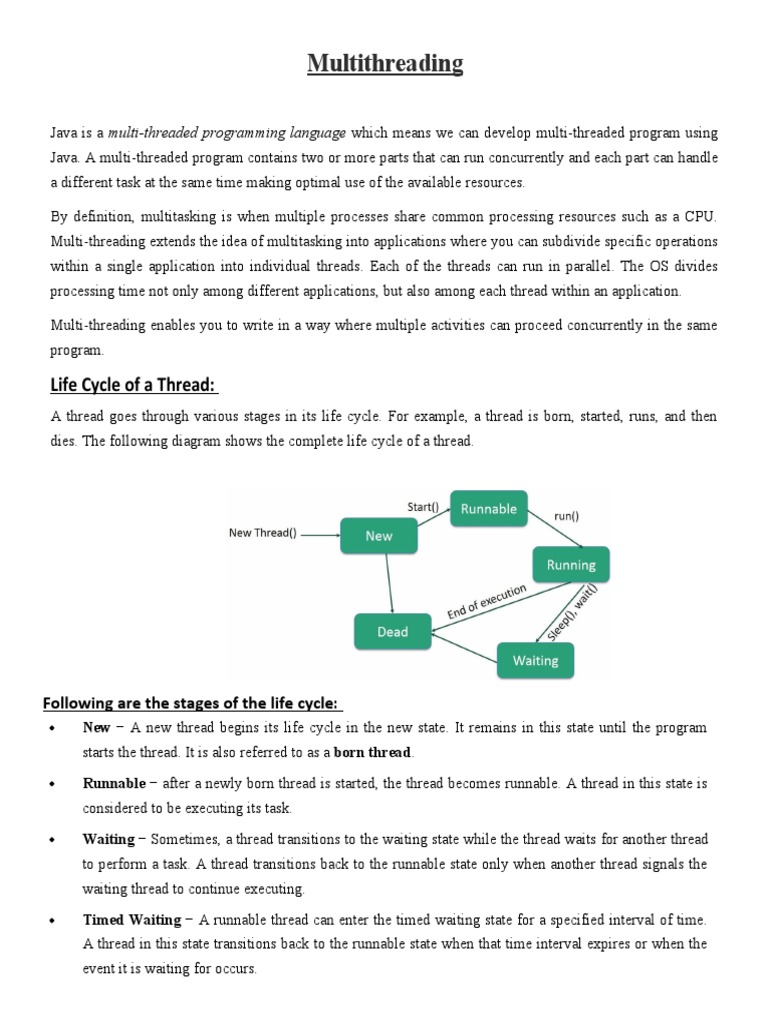 Java Multi Threading Explained Pdf Thread Computing Method Computer Programming 1511