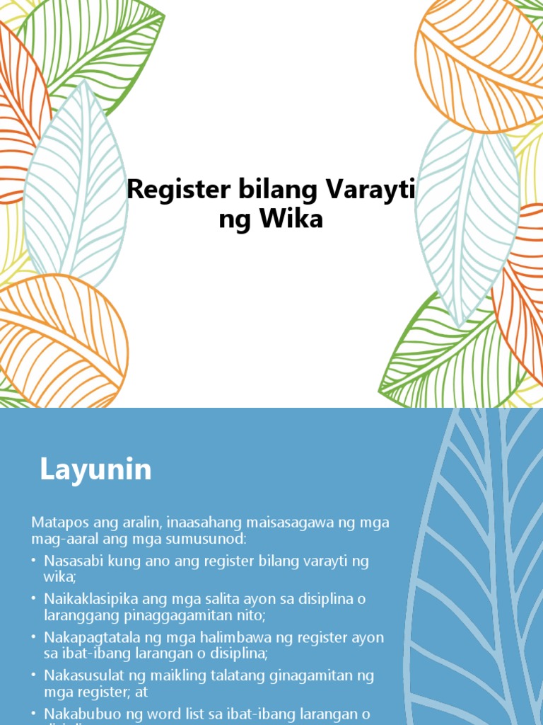 Aralin 3 Register Bilang Varayti NG Wika | PDF