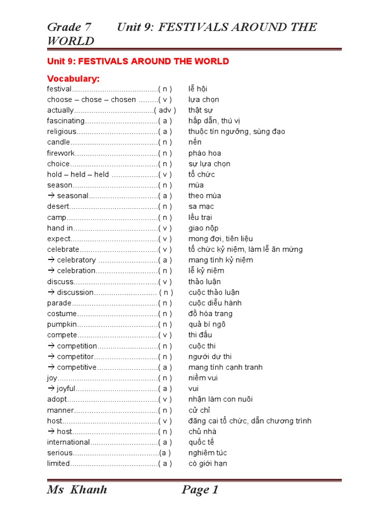GRADE 7 UNIT 9 New | PDF