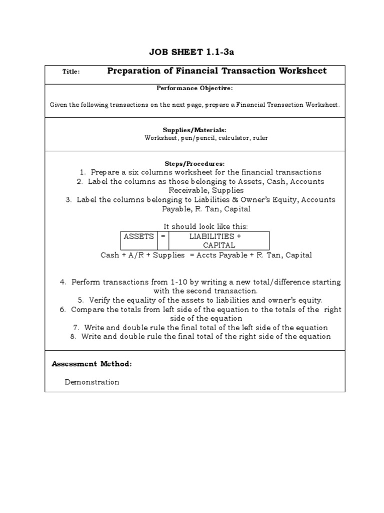 Tesda Accounting Worksheet | PDF | Equity (Finance) | Expense