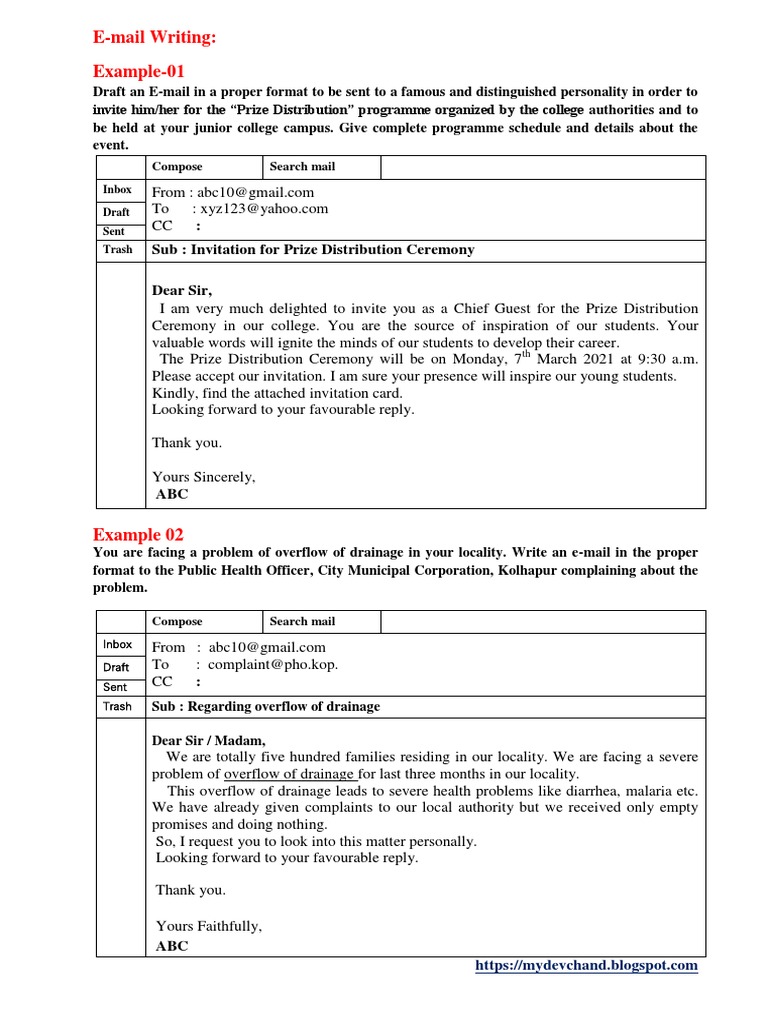 E-mail Writing Examples | PDF