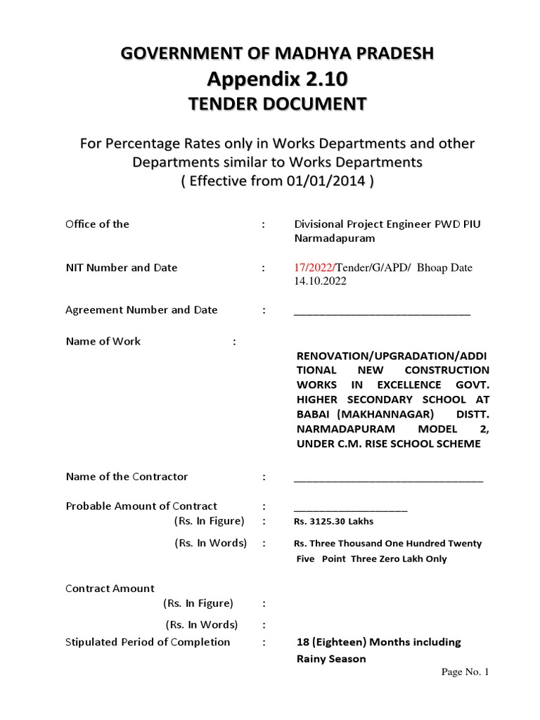 Tender Documents | PDF