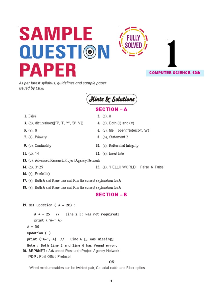 Sample Paper-1 | PDF | Computer Network | Router (Computing)