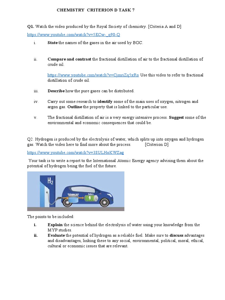 Myp 5 Chemistry Criterion D Task 7 | PDF