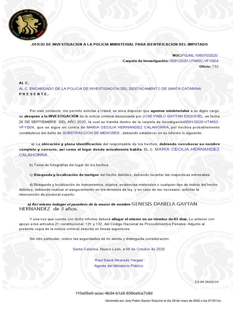 Genesis Daniela Gaytan HERNANDEZ de 3 Años | PDF | Policía | Derecho penal