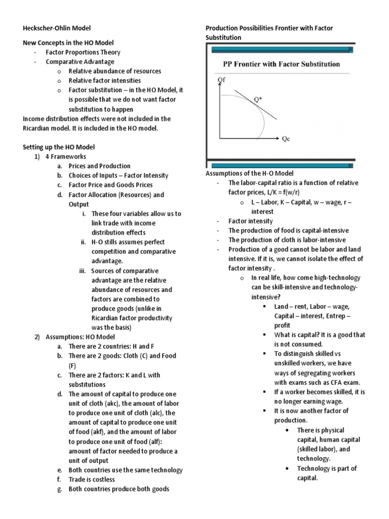 HO Model Notes | PDF | Labour Economics | Supply (Economics)