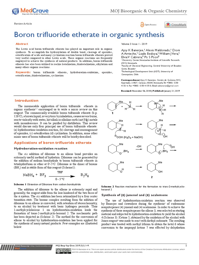 Boron Trifluoride Etherate in Organic Synthesis | PDF | Ester | Chemistry