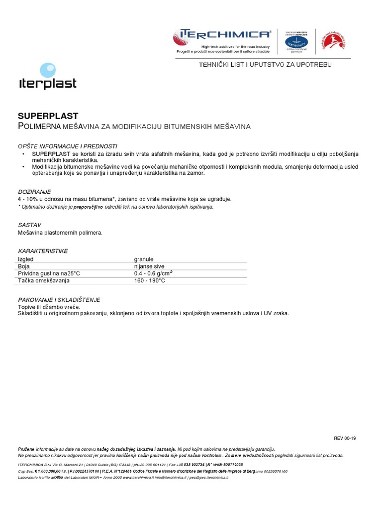 SUPERPLAST Rev 00-19 SRB | PDF