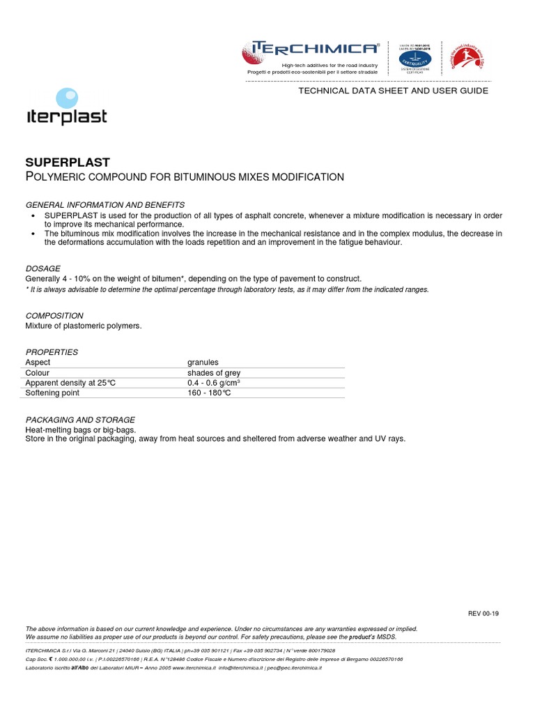 SUPERPLAST Rev 00-19 EN | PDF | Asphalt | Physical Sciences