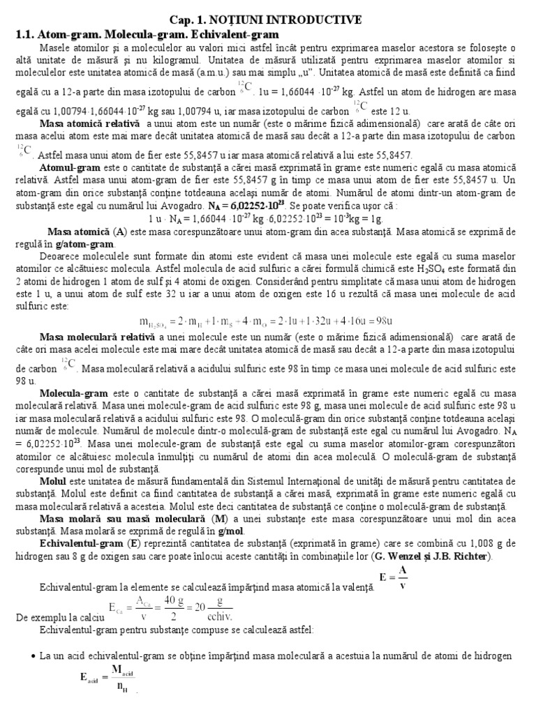 Atom Gram. Molecula Gram. Echivalent Gram | PDF