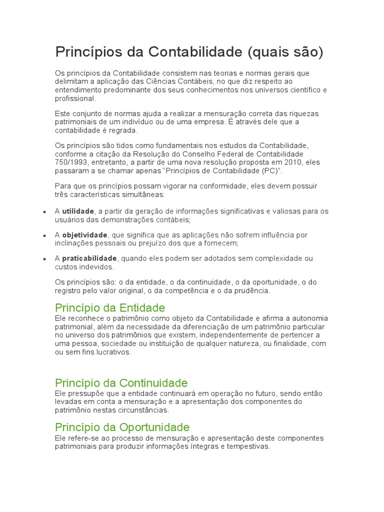 Princípios Da Contabilidade | PDF | Contabilidade | Business