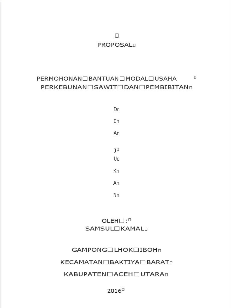 Contoh Proposal Bibit Sawit DL | PDF