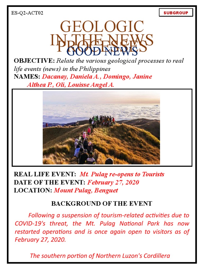 ES Q2 ACT01 Good News Vs Bad News | PDF | Landslide | Earth Sciences