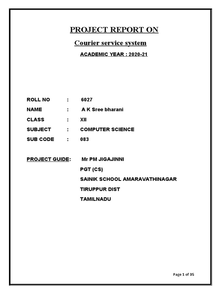 Courier Service System PROJECT | PDF