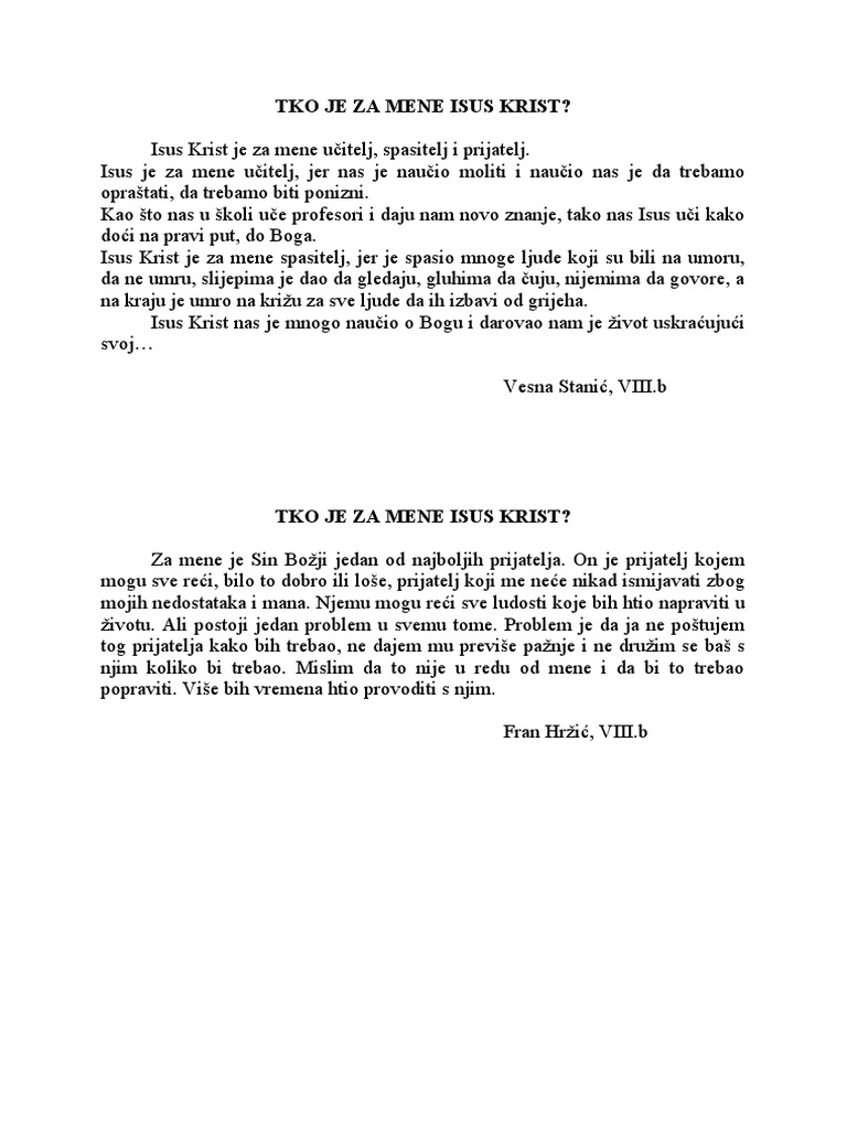 Tko Je Za Mene Isus Krist | PDF