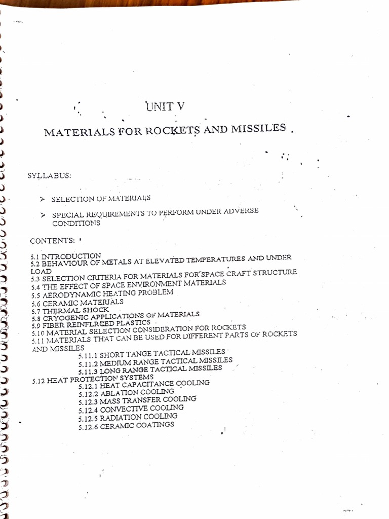 Rockets Ans Missiles - UNIT 5 - MATERIALS | PDF | Atmospheric Entry ...