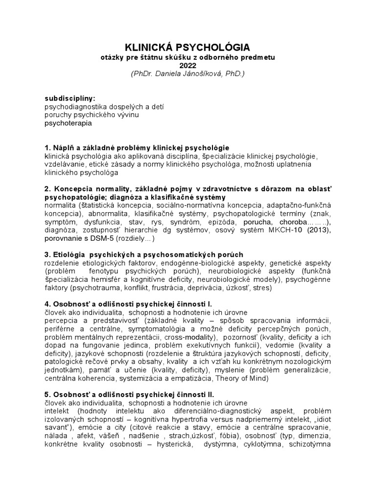 Klinicka Psychologia | PDF