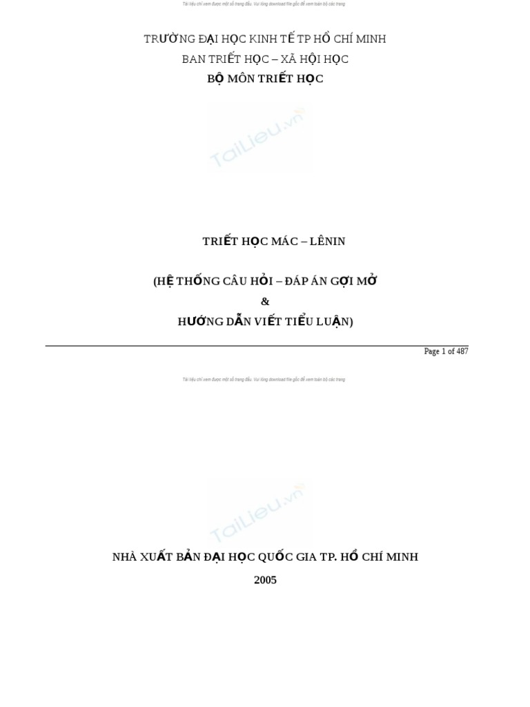 Ngan Hang Cau Hoi On Thi Triet DHKT 6289 7723 | PDF