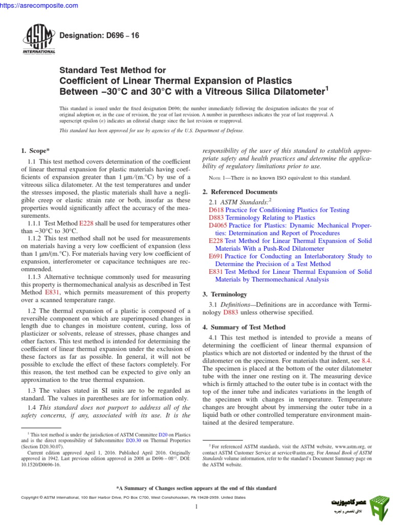 Astm D 696 2016 | PDF | Thermal Expansion | Building Engineering