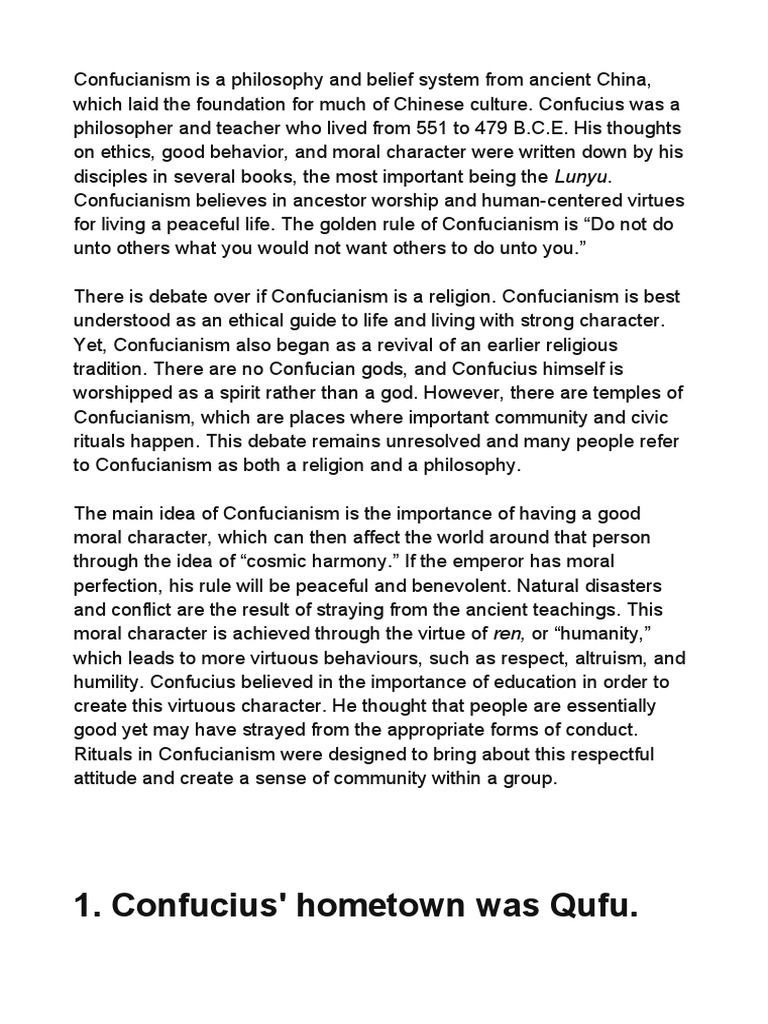 Confucianism Is A Philosophy and Belief System From Ancient China ...