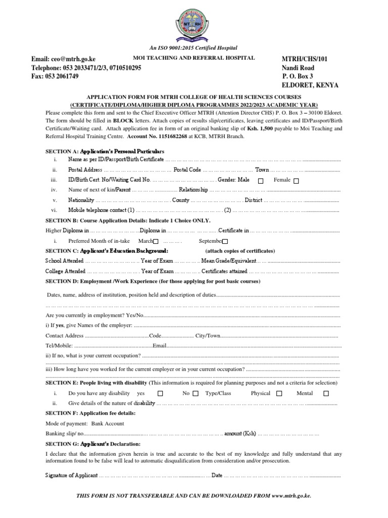 Application Form MTRH COM Courses (1) (1) 082149 | PDF