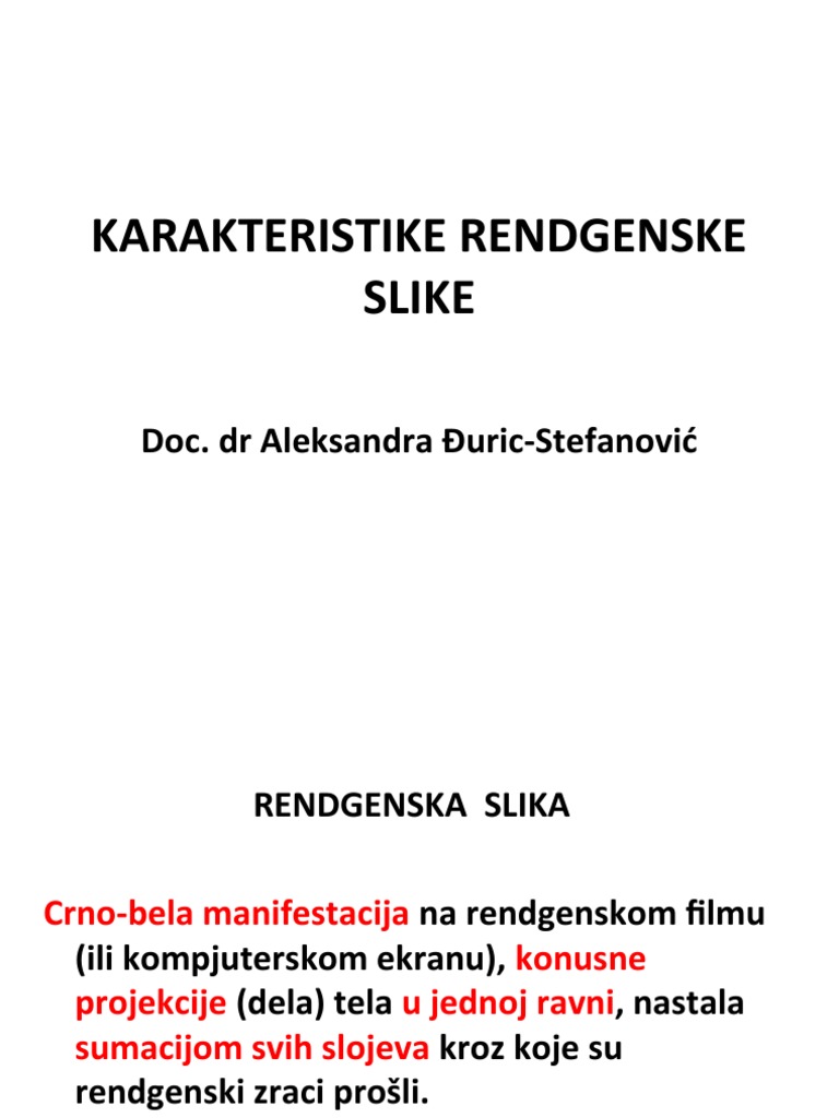 Karakteristike Rendgenske Slike | PDF