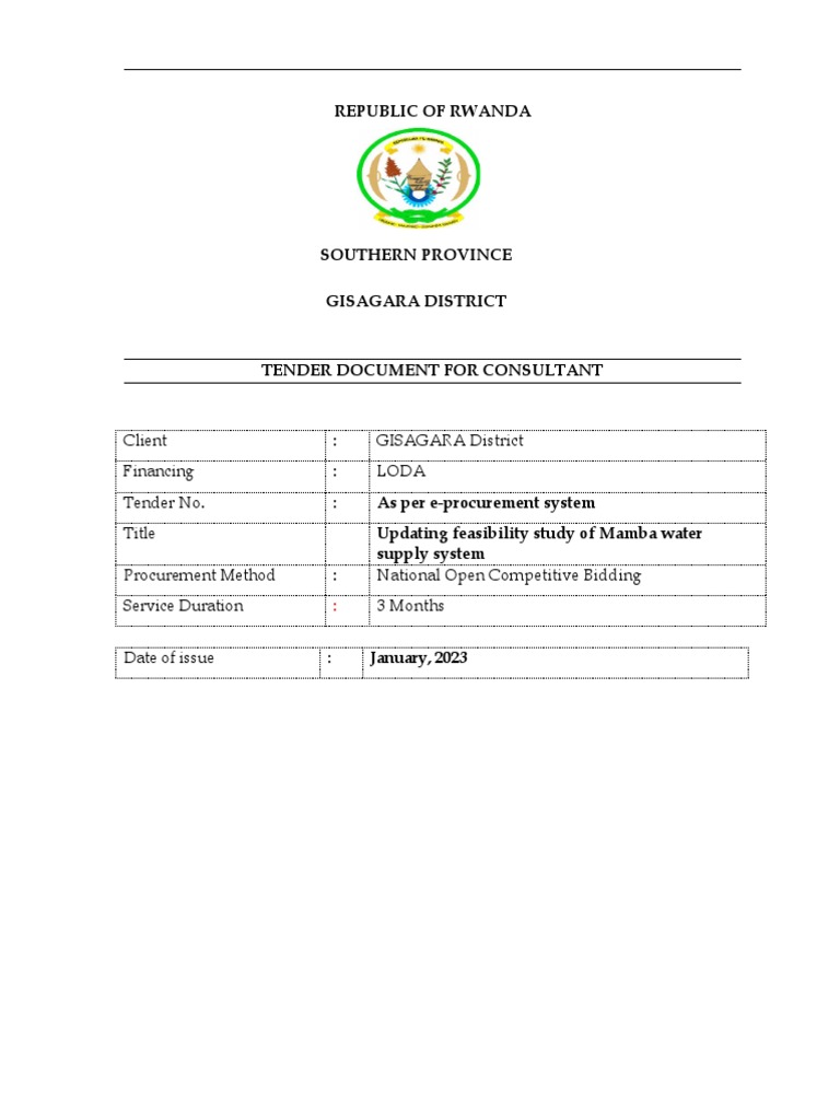 Updating Feasibility Study of Construction of Water Supply System in ...