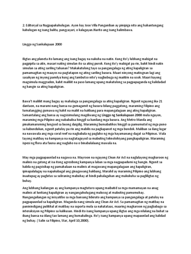 Editoryal Sa Nagpapakahulugan | PDF