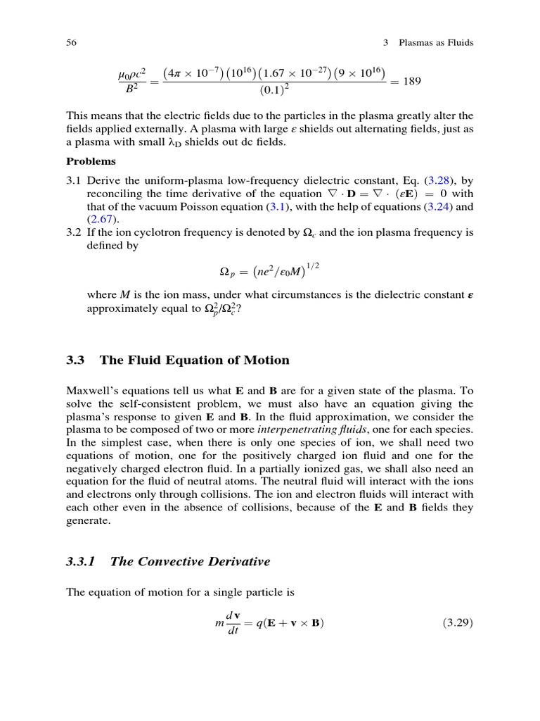 The Fluid Equation of Motion | PDF | Plasma (Physics) | Momentum