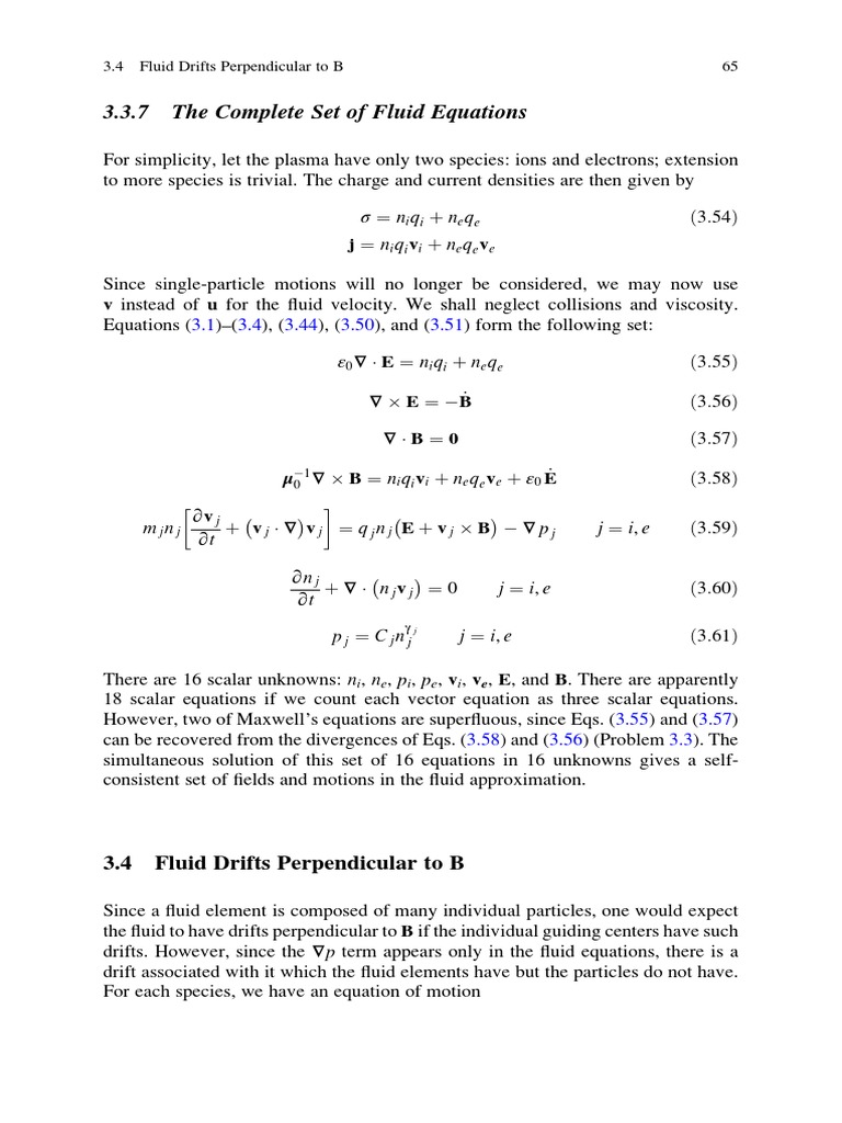 The Complete Set of Fluid Equations for a Two-Species Plasma and an ...
