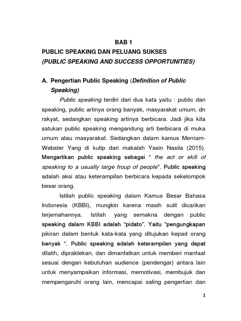 Bab 1 Public Speaking | PDF