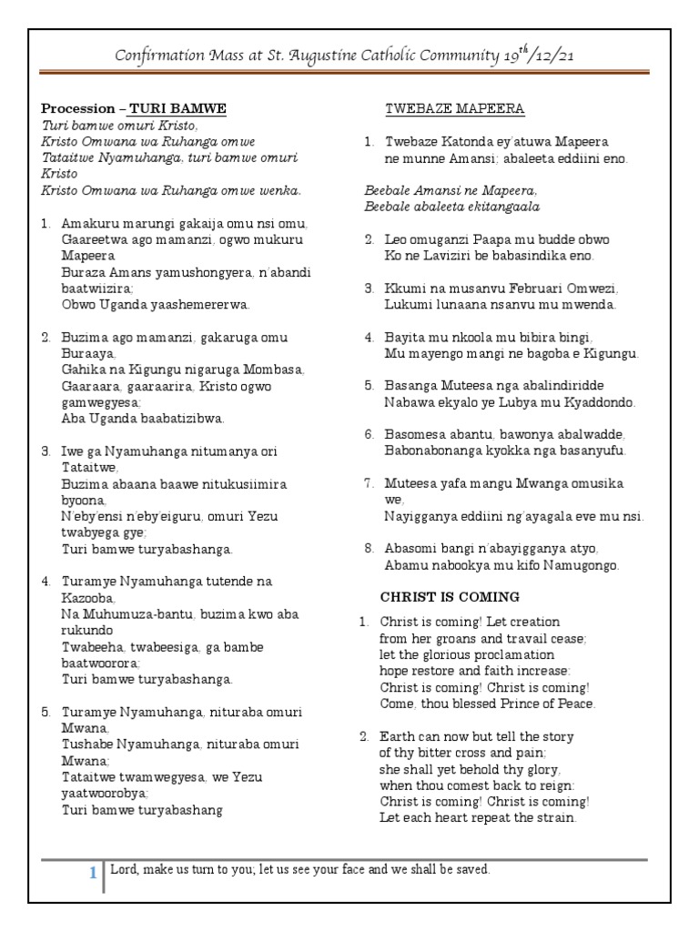 Confirmation Mass-1 | PDF | Catholic Liturgy | Christian Hymns