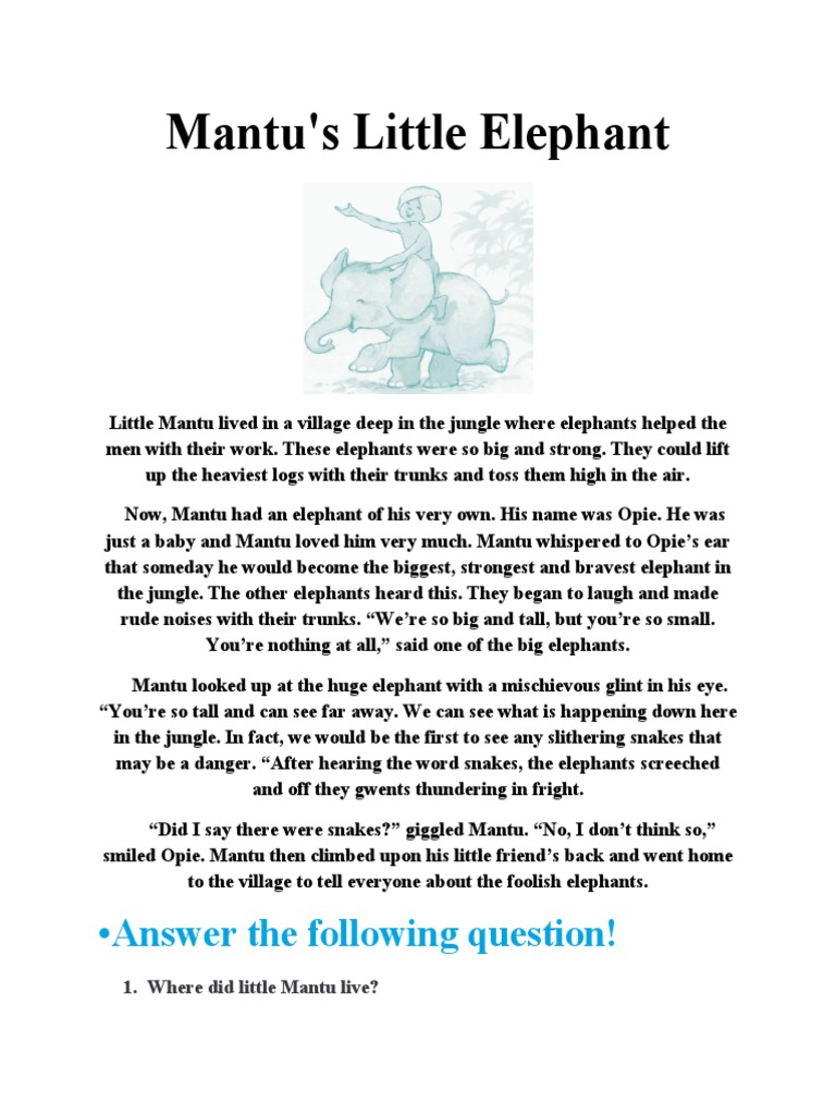 Mantu and His Brave Elephant Opie | PDF | Travel