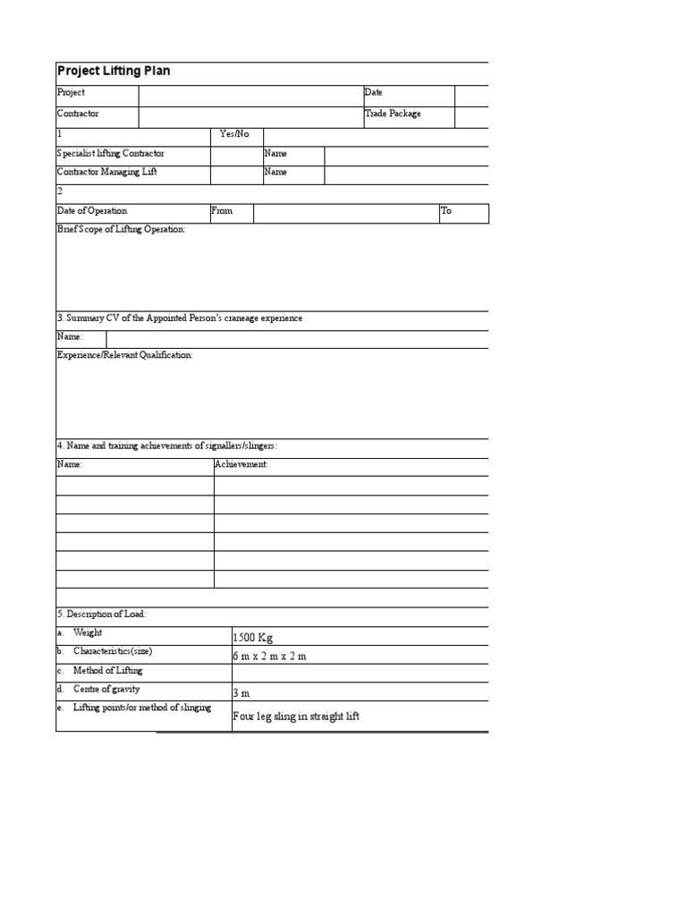 Project Lifting Plan (Rev 00) | PDF | Crane (Machine) | Transport