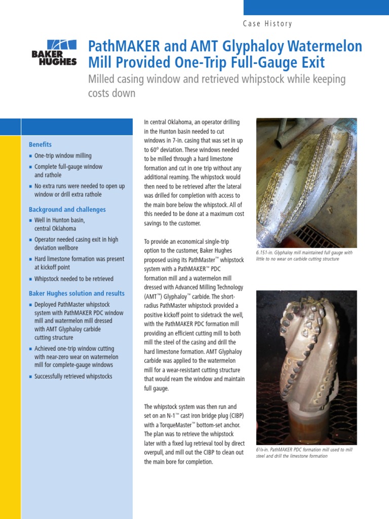 PathMAKER and AMT Glyphaloy Watermelon Mill ... - Baker Hughes | PDF ...