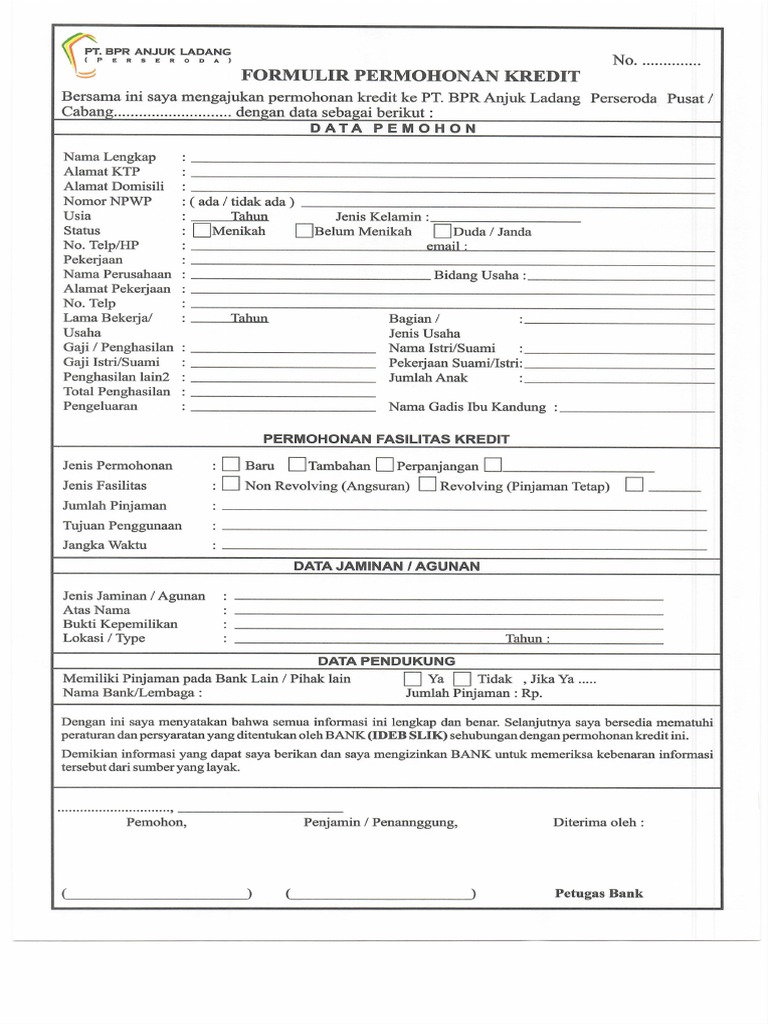 Form Permohonan Kredit | PDF
