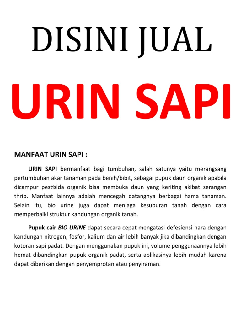 Manfaat Urin Sapi untuk Tumbuhan | PDF | Teknologi & Rekayasa