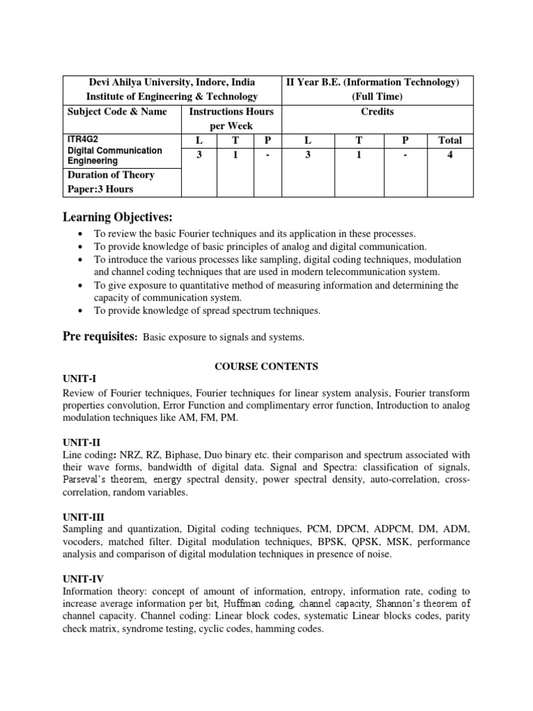 Digital Communication Engineering Course | PDF | Spectral Density | Information