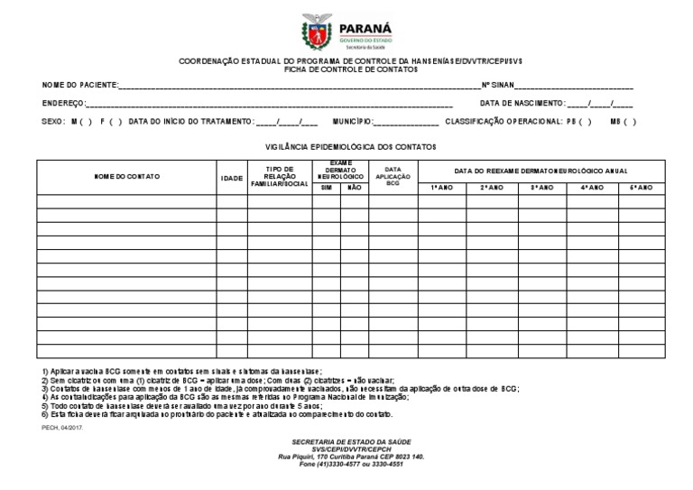 Ficha para Controle de Contatos | PDF