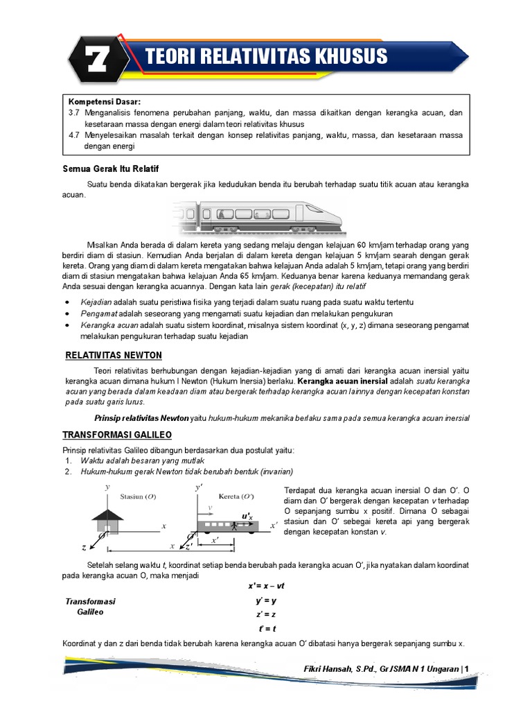 Modul XII Relativitas Khusus | PDF