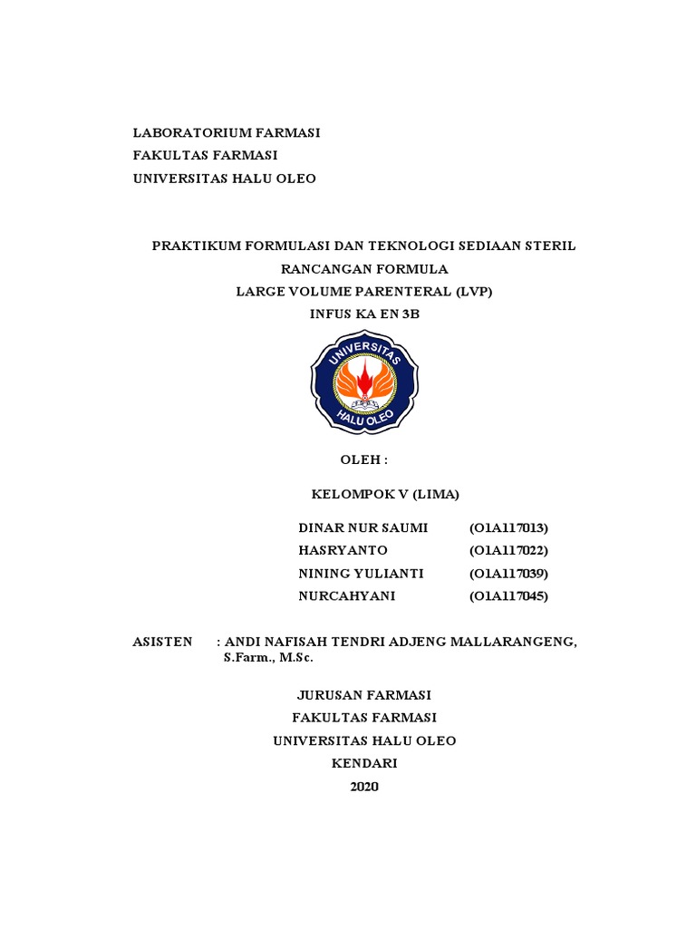 Rancangan Formula LVP Kel 5 Kls A 2017) | PDF