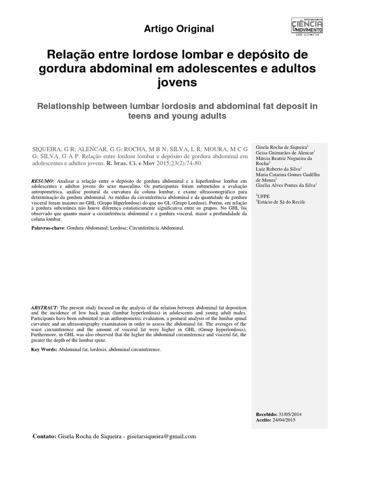 Relacao Entre Lordose Lombar e Deposito | PDF | Coluna vertebral | Anatomia