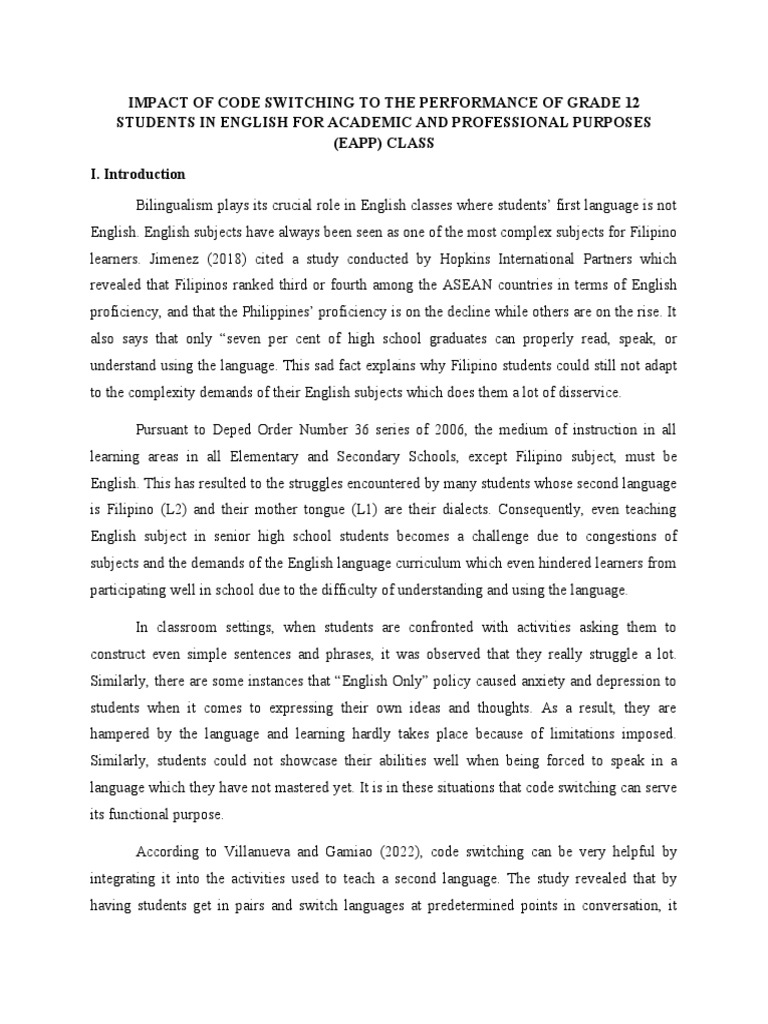 Code Switching | PDF | English As A Second Or Foreign Language | Second ...