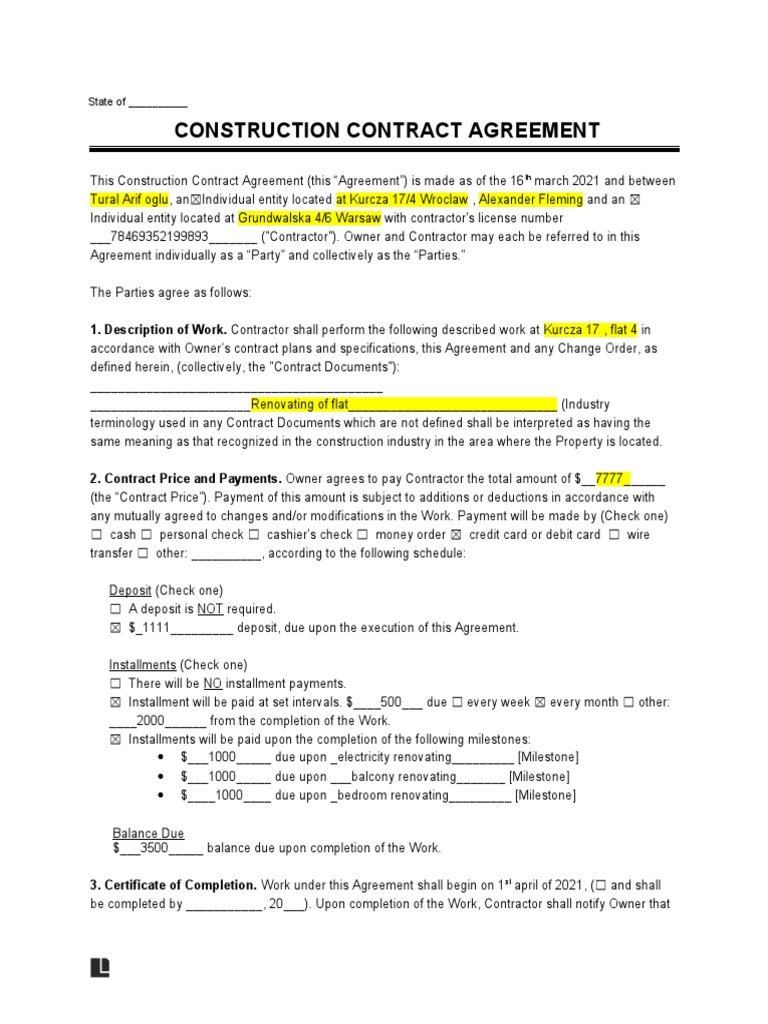 Construction-Contract-Clean by Tural Arif Oglu | Download Free PDF ...