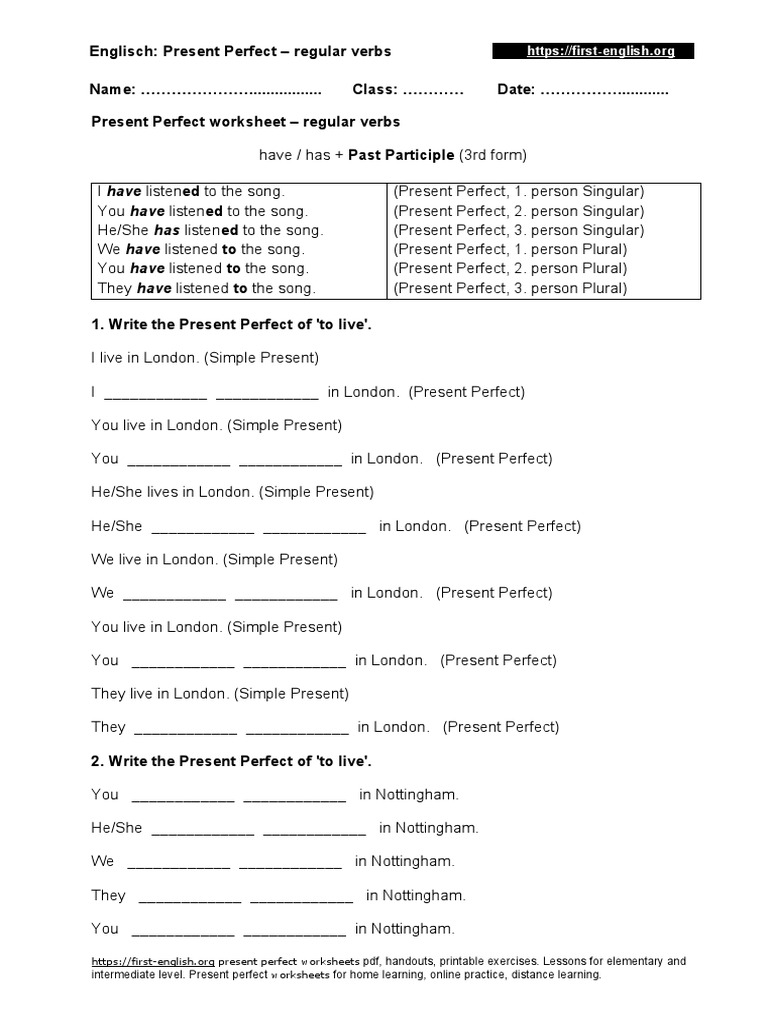 Present Perfect 03 Regular Verbs | PDF