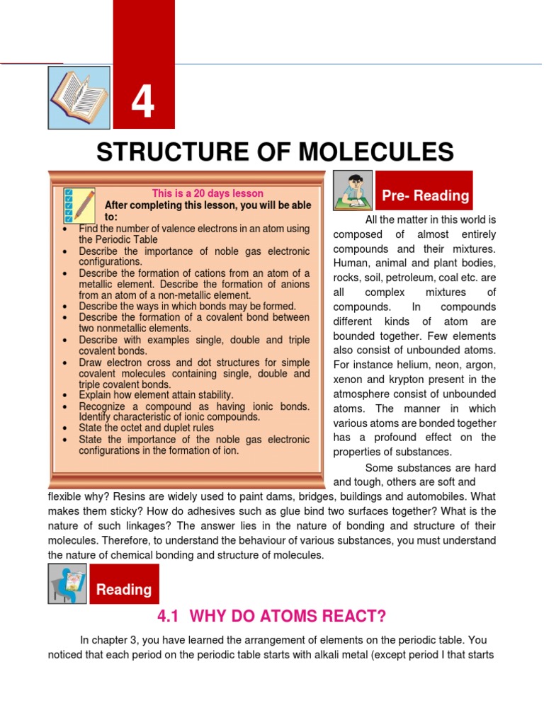 Chapter 4 Class 9 Chemistry Book Federal Board | PDF
