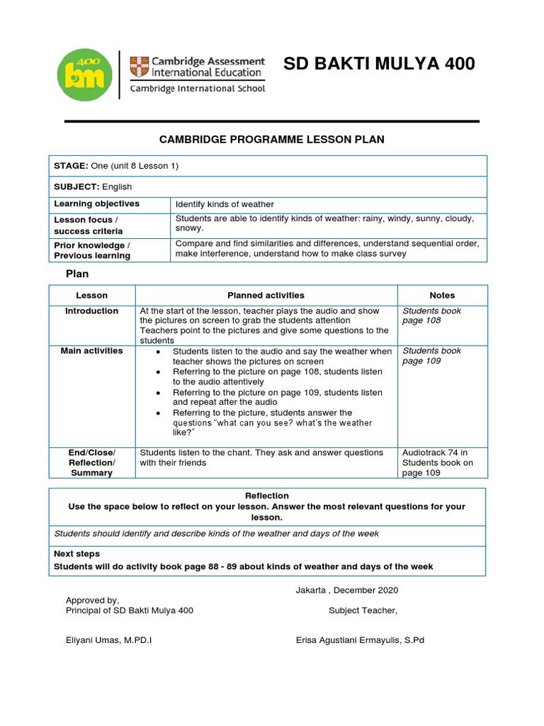 Lesson Plan Unit 8-9 | PDF